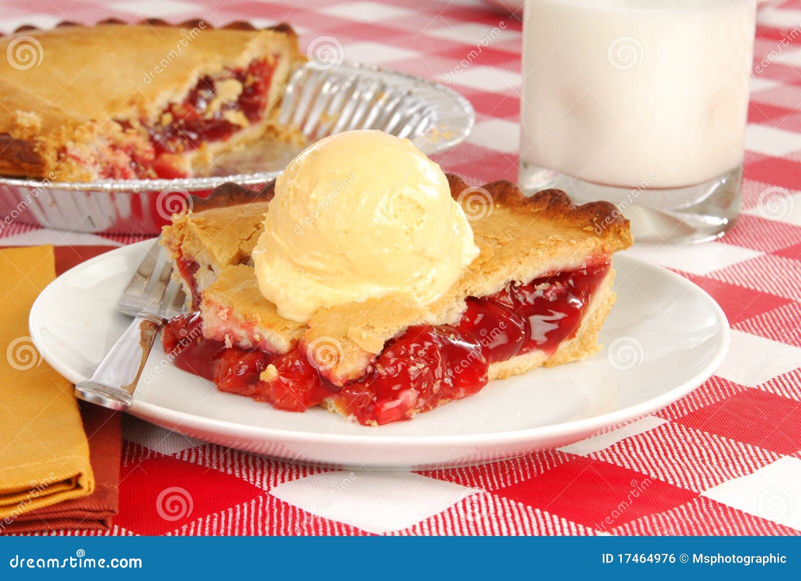 Cherry pie with ice cream stock photo. Image of delicious - 17464976
