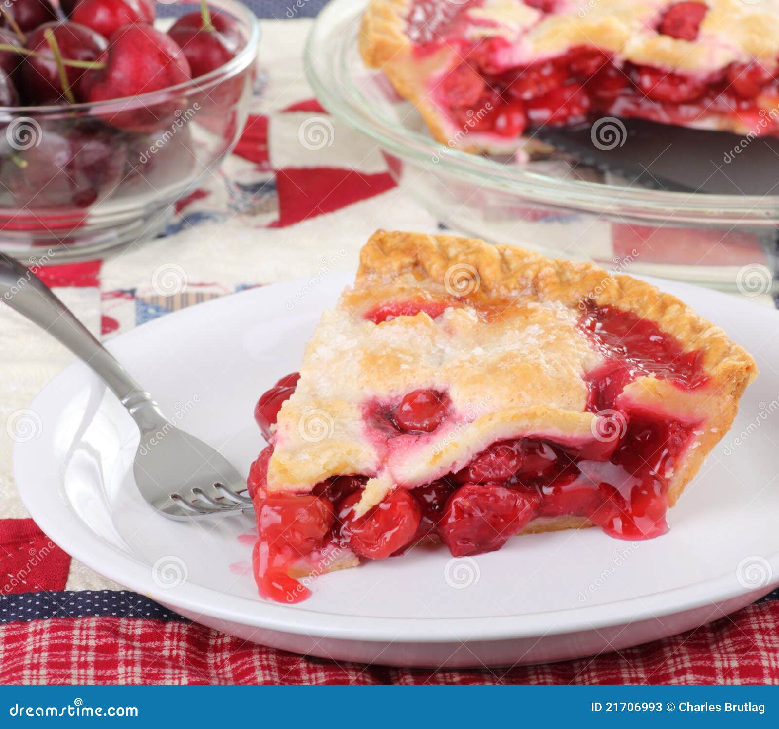Cherry Pie Slice stock image. Image of sweet, plate, calorie - 21706993