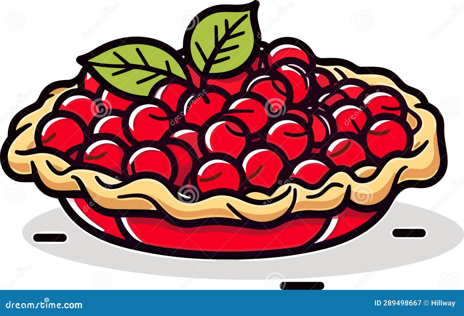 Cherry Pie Vector Illustration Stock Vector - Illustration of fruit ...
