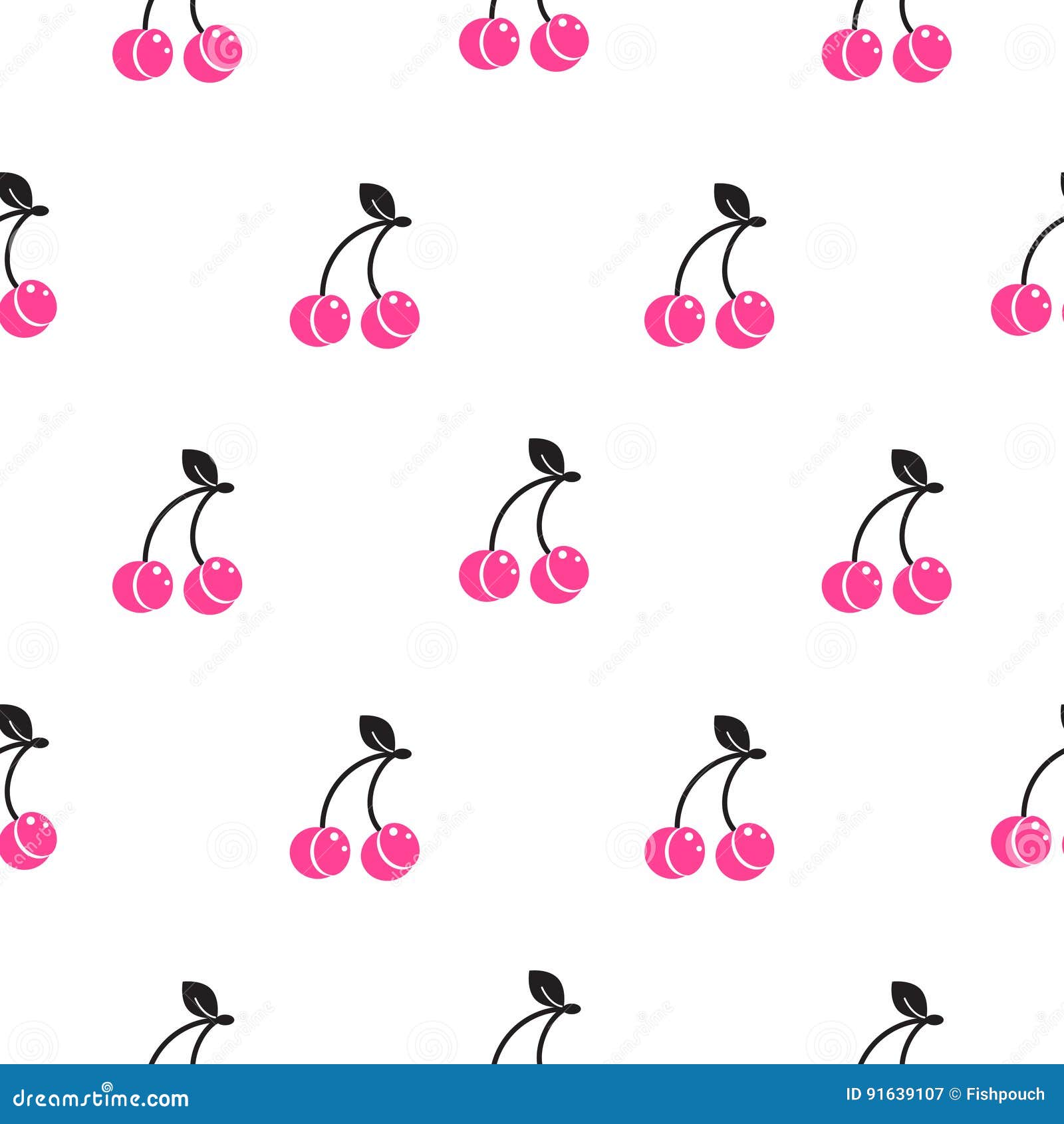 Cherry Pink on White Seamless Vector Pattern. Stock Vector ...