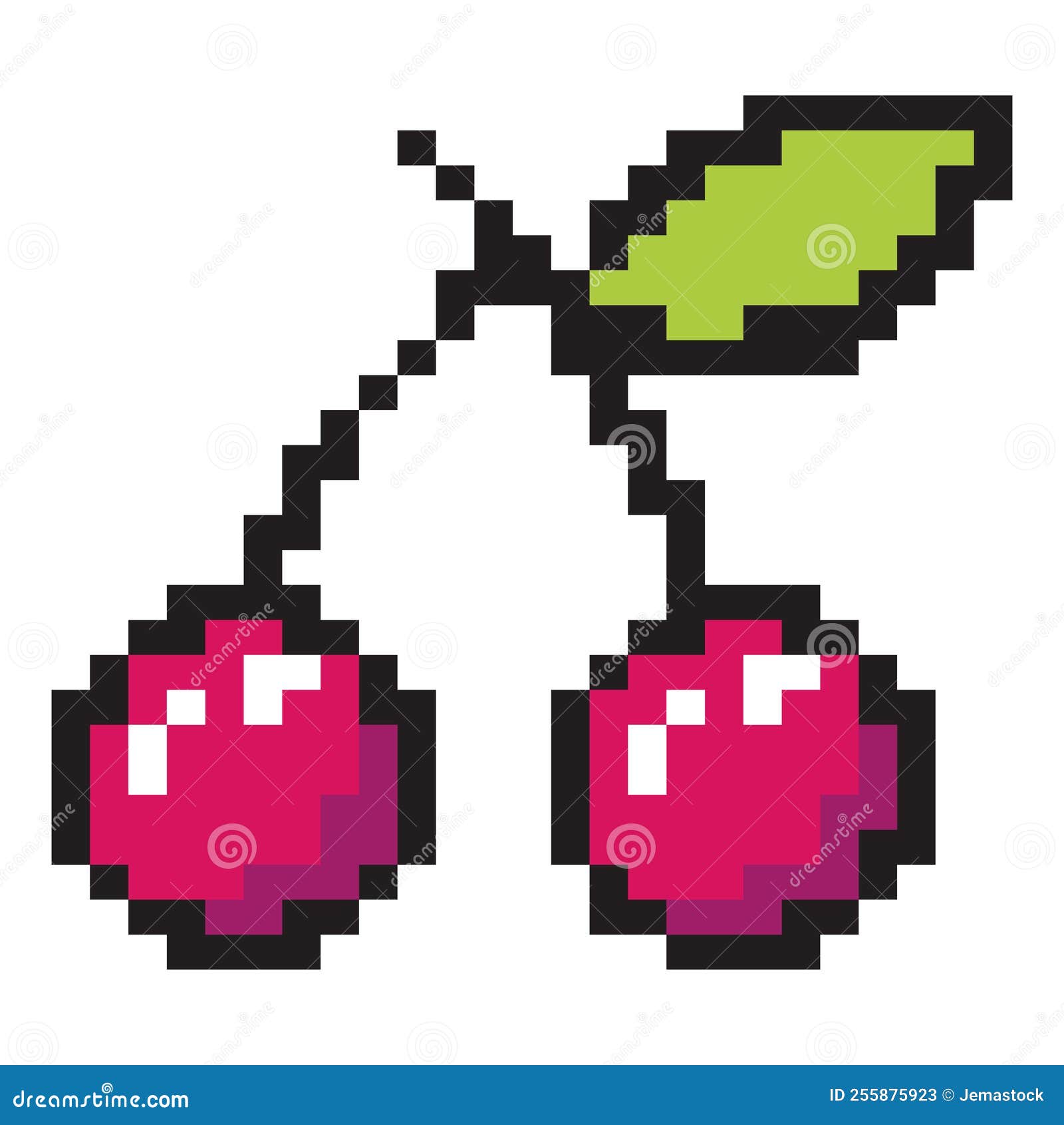 Cherry Pixel Art 8 Bit Video Game Fruit Icon Cartoon Vector ...