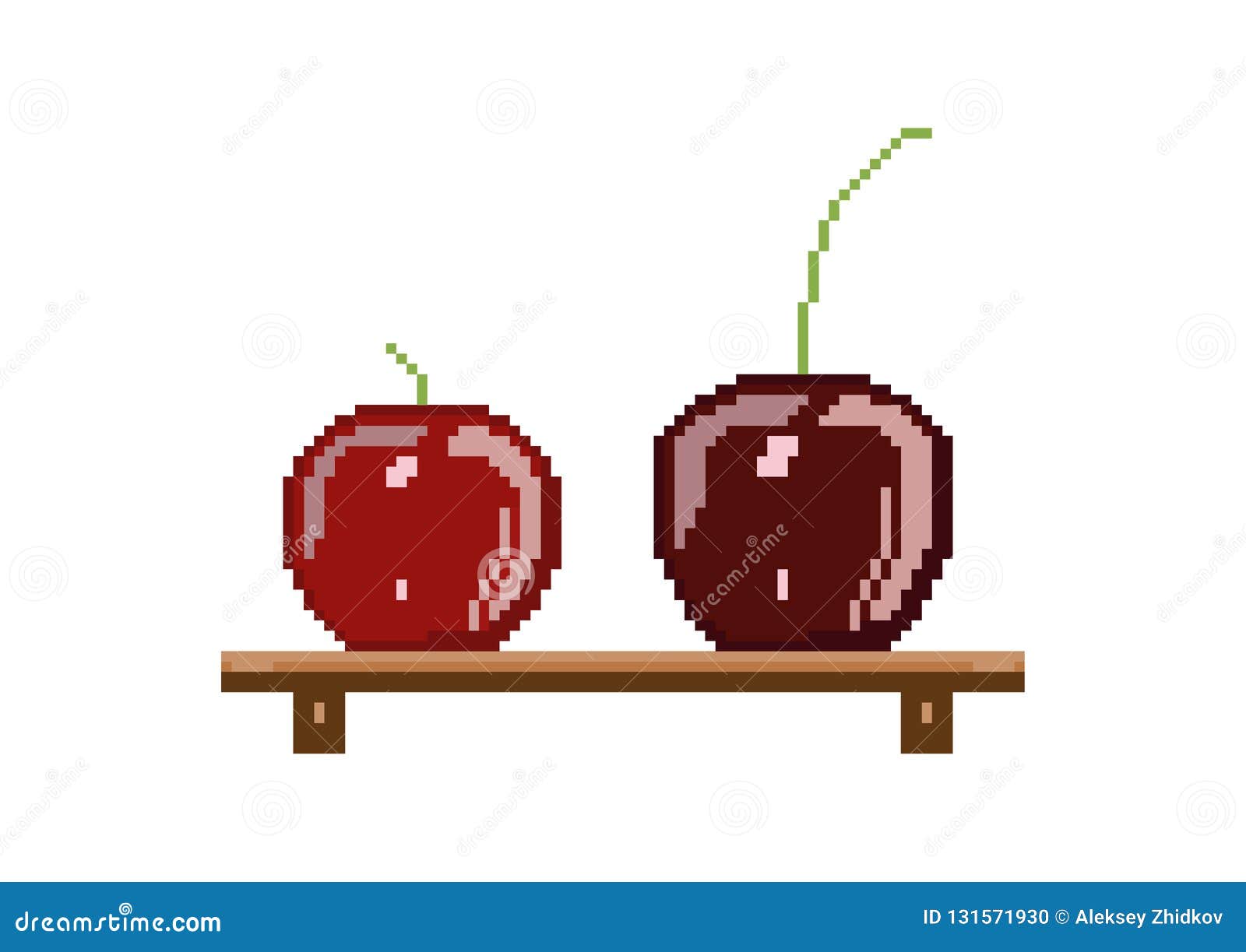 Cherry Pixel Art 8 Bit Video Game Fruit Icon Cartoon Vector ...