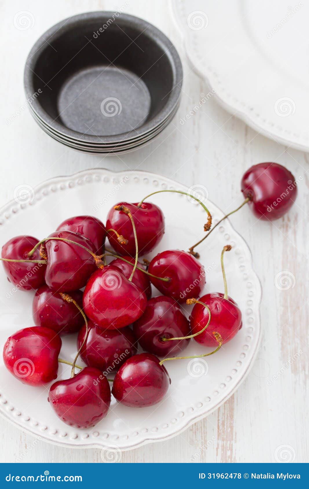 Cherry on plate stock photo. Image of cherries, fruit - 31962478