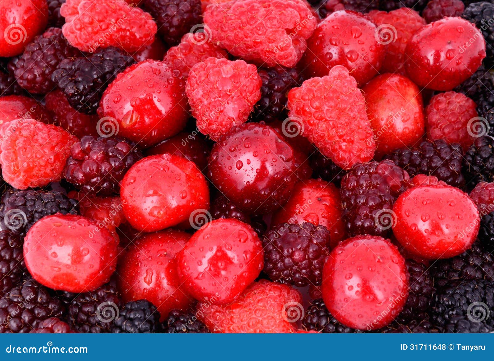 Cherry, Raspberry, Blackberry on Full Background Stock Photo - Image of ...