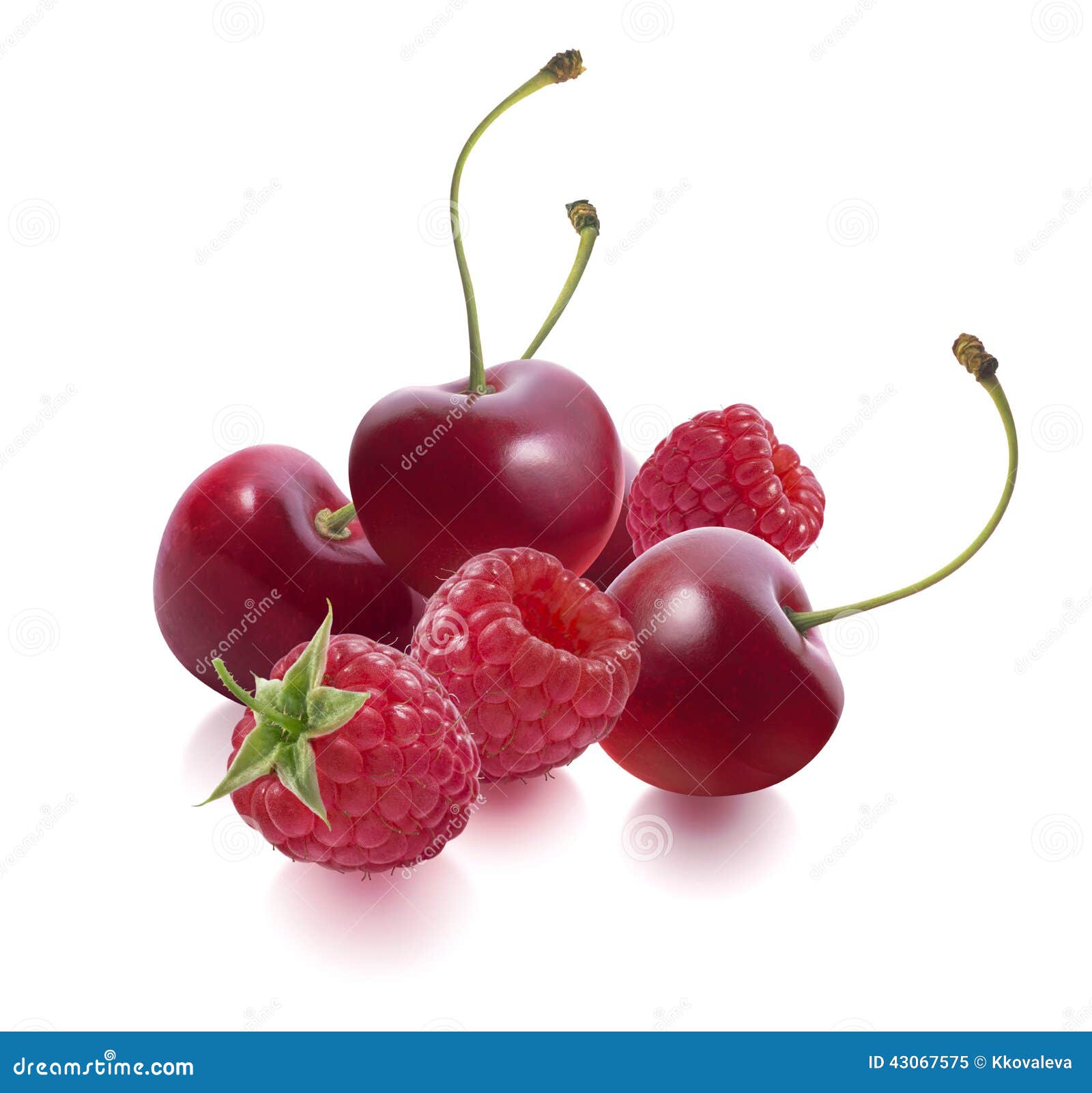 Cherry And Raspberry Isolated On White Horizontal Stock Image - Image ...