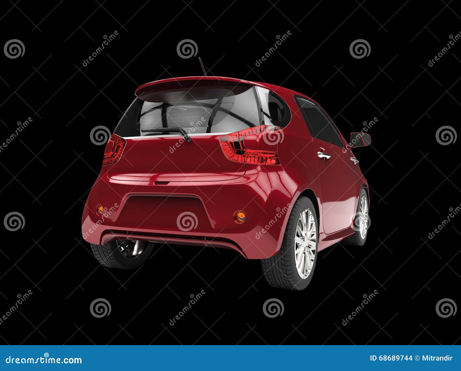 Cherry Red Compact Car - Rear View Stock Illustration - Illustration of ...