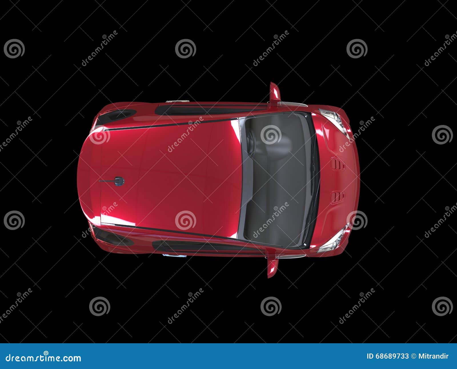Cherry Red Compact Car - Top View Stock Image - Image of modern, small ...