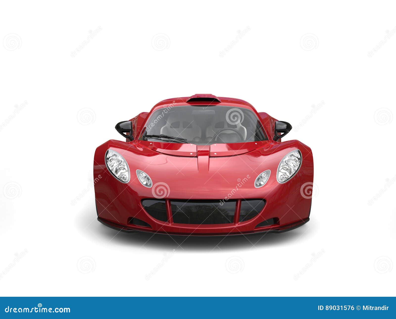 Cherry Red Modern Supercar - Front View Stock Illustration ...