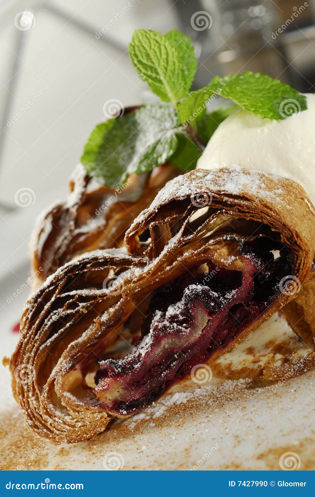 Cherry roulade stock photo. Image of plate, cherry, layered - 7427990