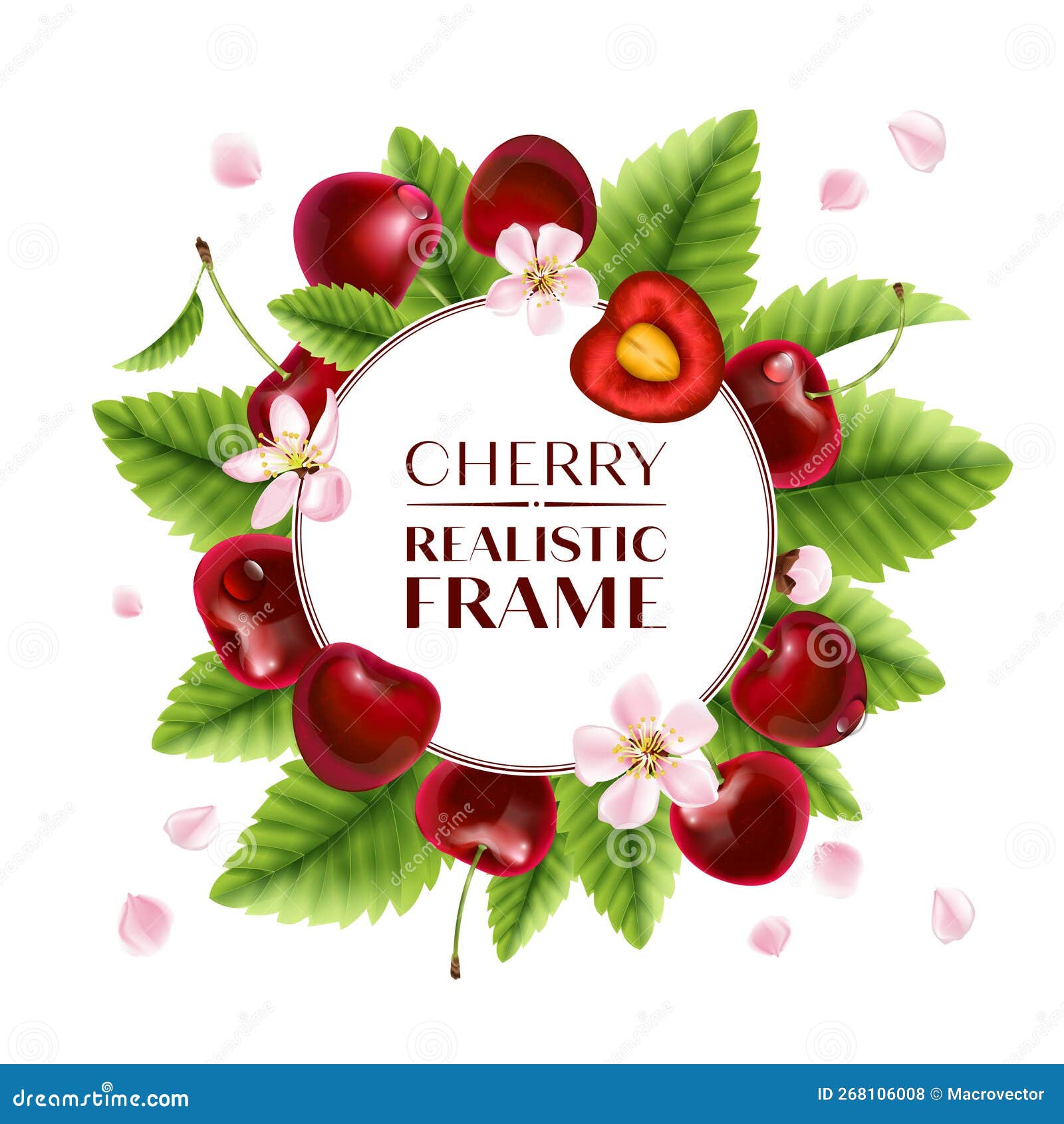 Cherry Round Frame Composition Stock Vector - Illustration of shiny ...