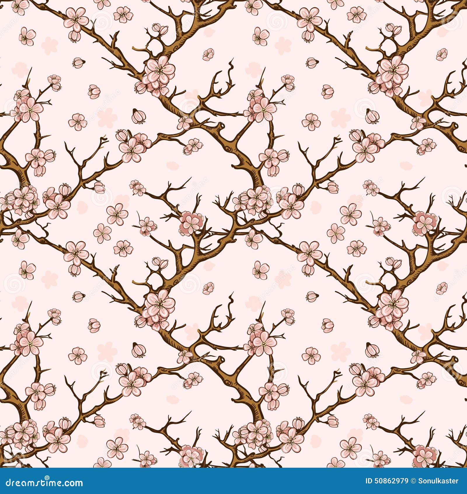 Cherry or Sakura Seamless Pattern Background Stock Vector ...