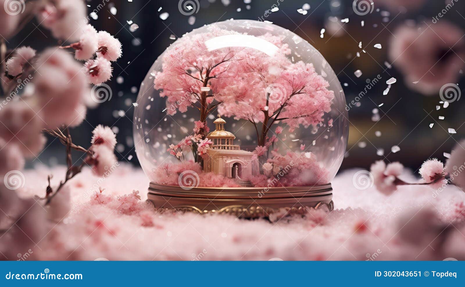 Cherry Sakura Spring Blossom Tree Inside Glass Snow Globe Enchanting ...