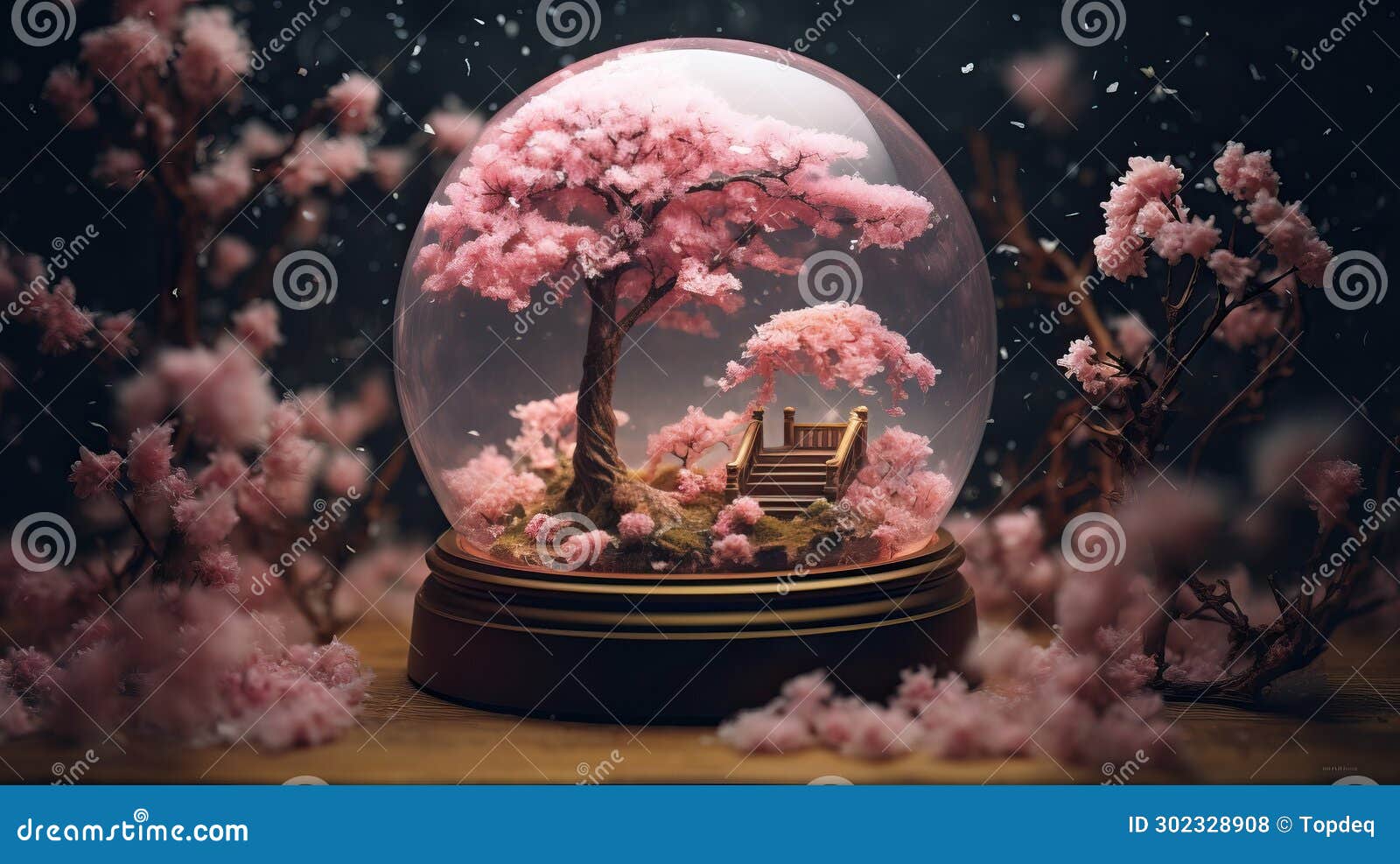 Cherry Sakura Spring Blossom Tree Inside Glass Snow Globe Enchanting ...