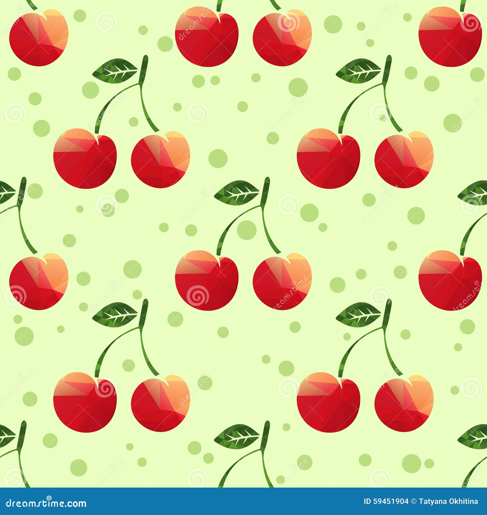 Cherry seamless pattern stock vector. Illustration of green - 59451904
