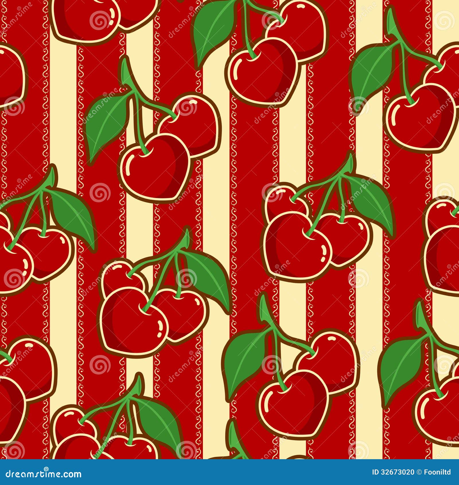 Cherry Seamless Pattern stock vector. Illustration of vector - 32673020