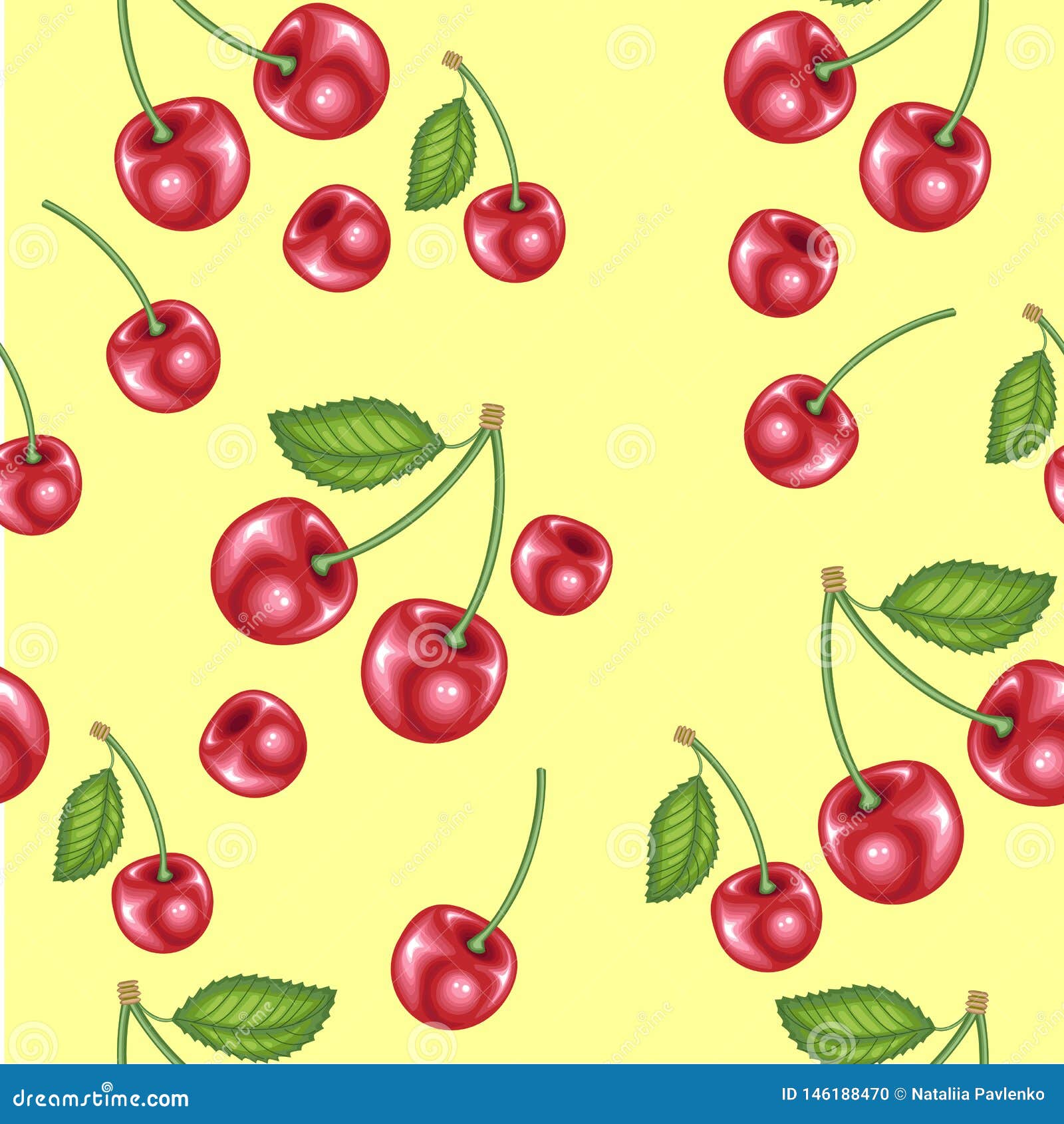 Cherry Seamless Pattern. Vector Texture for Textile, Wrapping ...