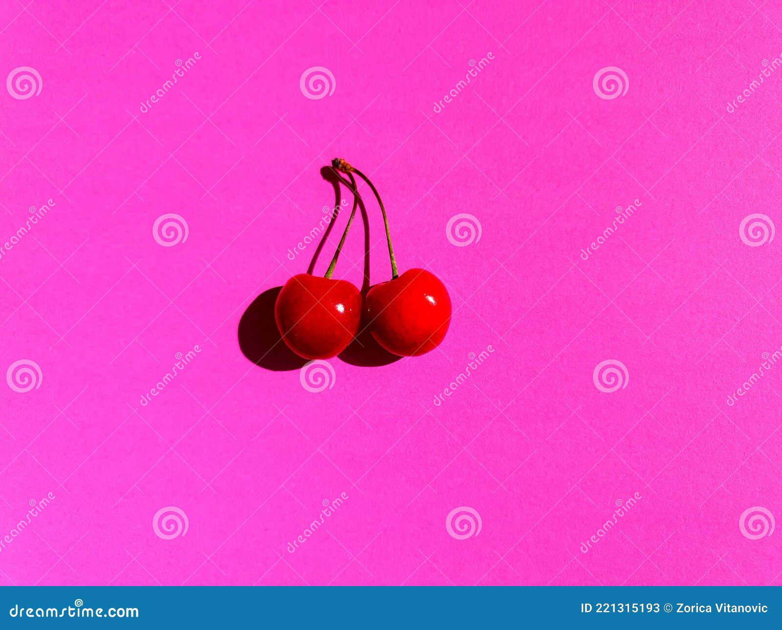Cherry with Shadow on Purple Background Stock Image - Image of orange ...