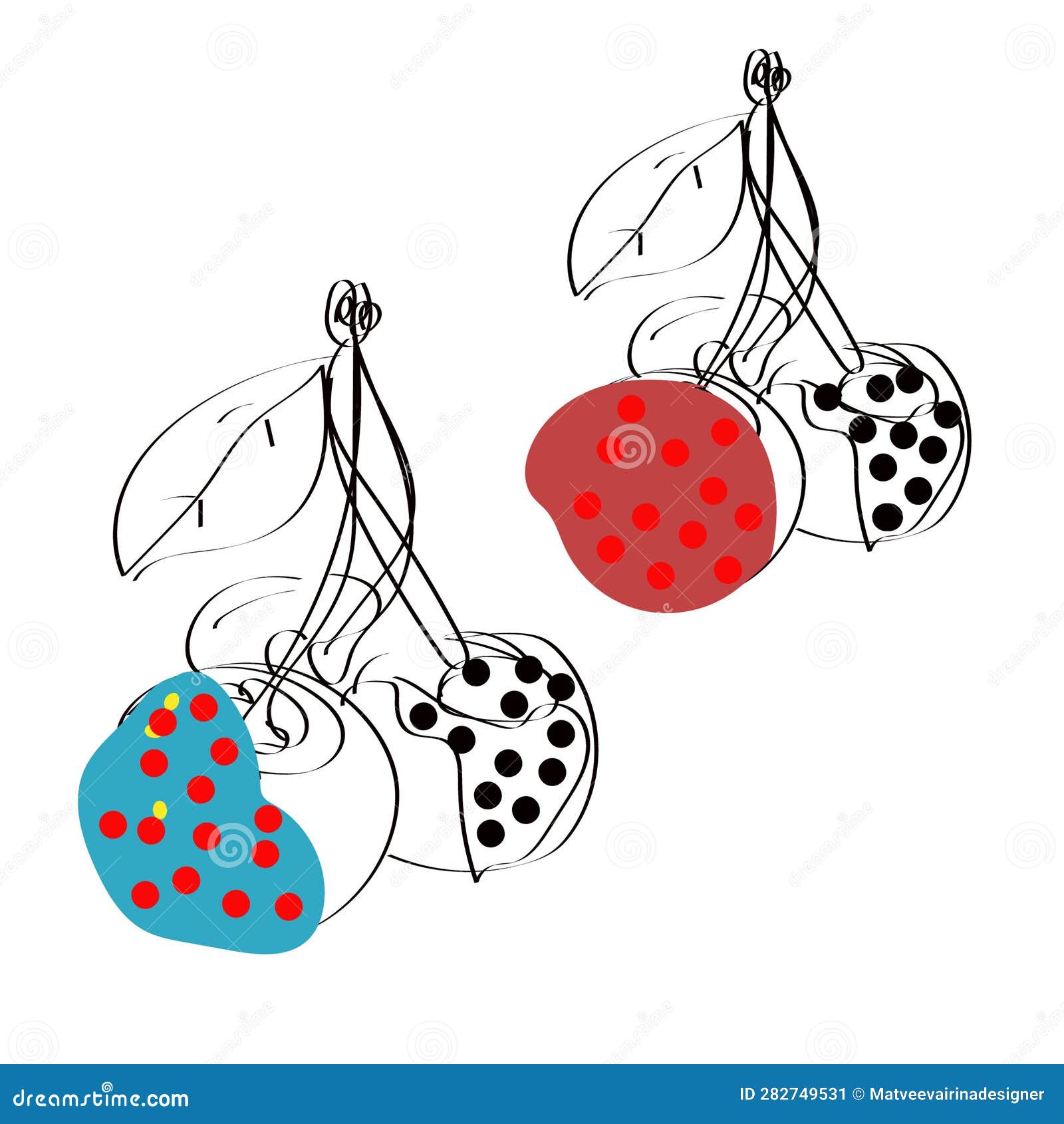 Cherry Sketch Style for Your Ideas and Designs,graphic Element Stock ...