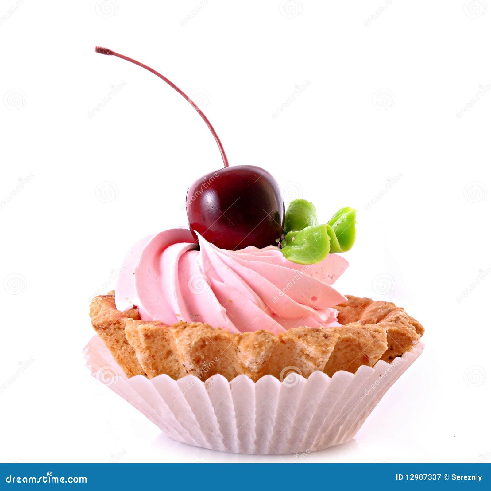 Cherry on small cake stock image. Image of icing, cherry - 12987337