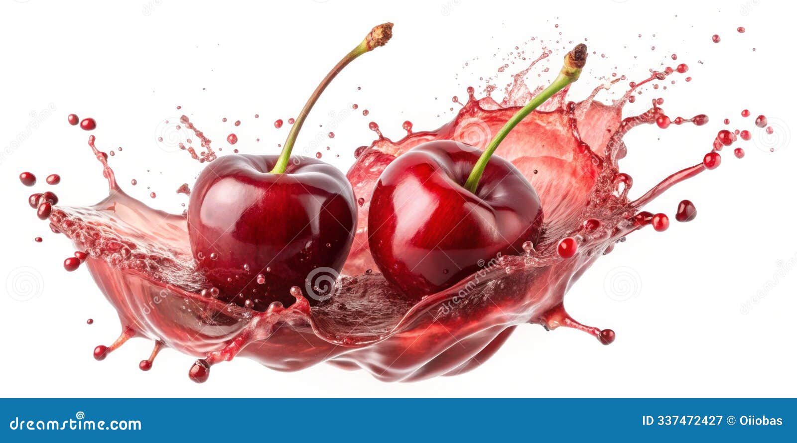 Cherry Splash In Martini Cocktail Glass On Blue Background For Cocktail ...