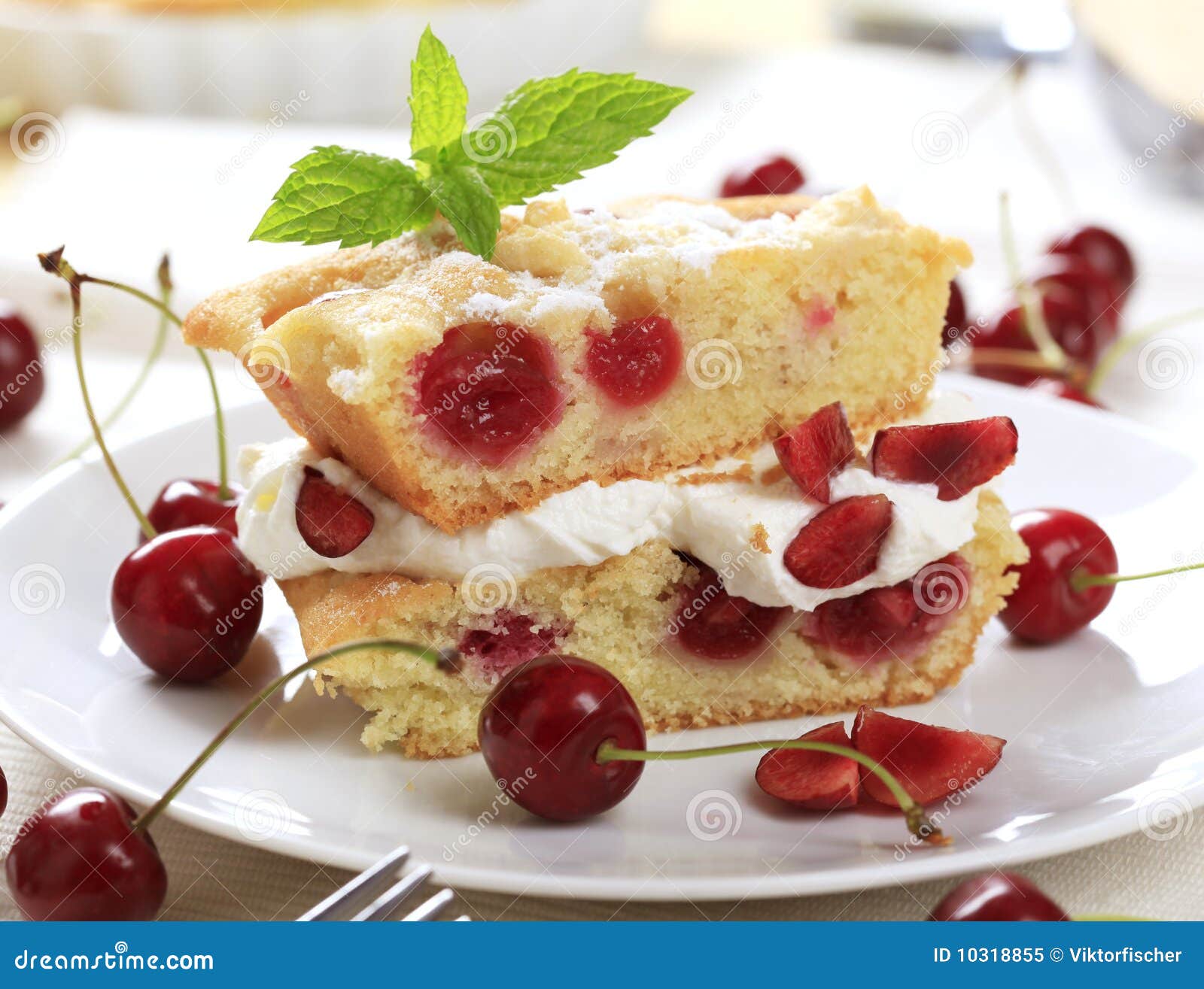 Cherry sponge cake stock image. Image of breakfast, cherries - 10318855