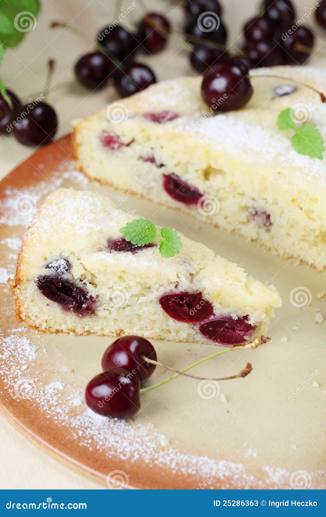 Cherry sponge cake stock image. Image of sweet, dough - 25286363