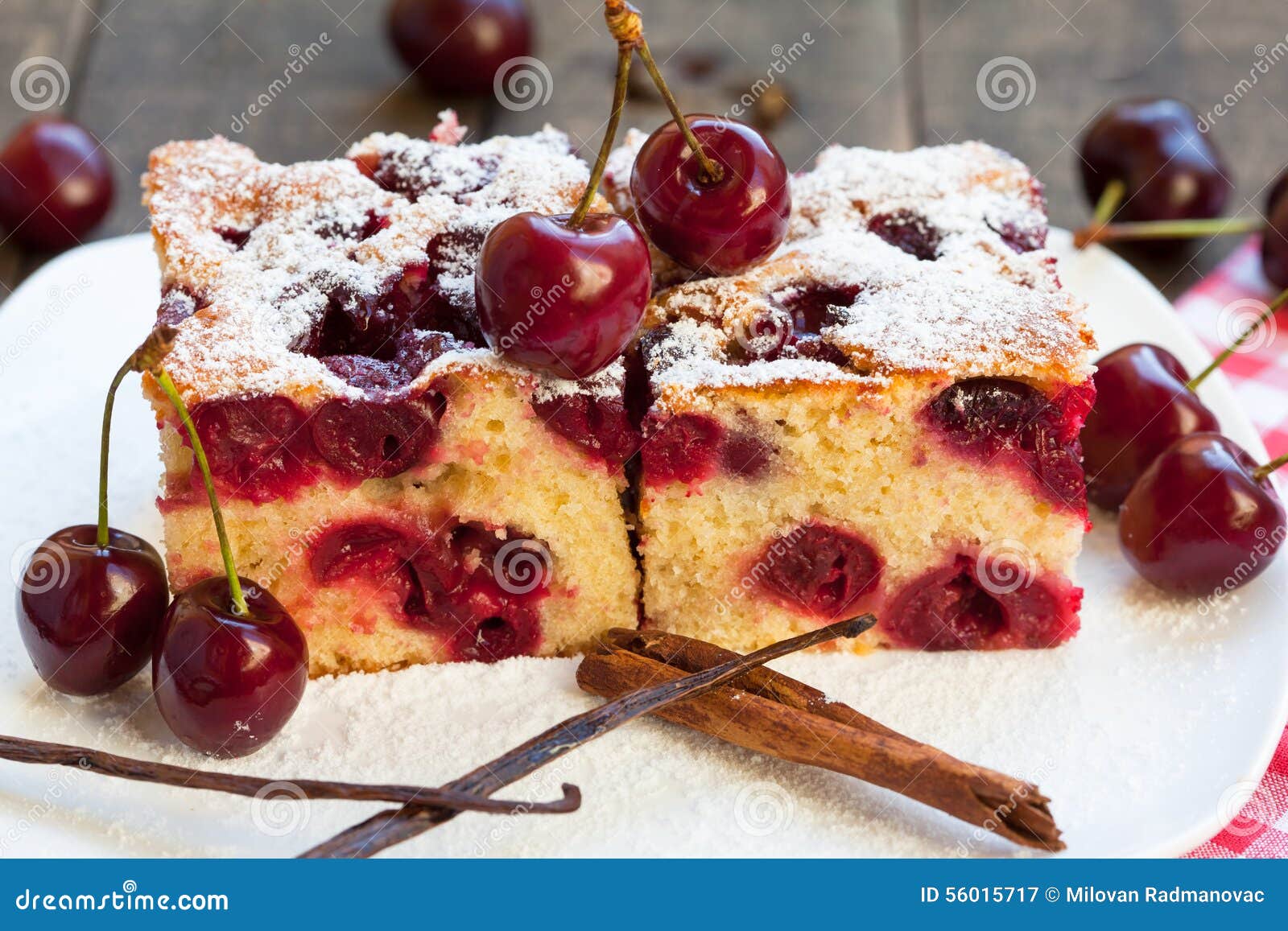 Cherry sponge cake stock image. Image of portion, plate - 56015717