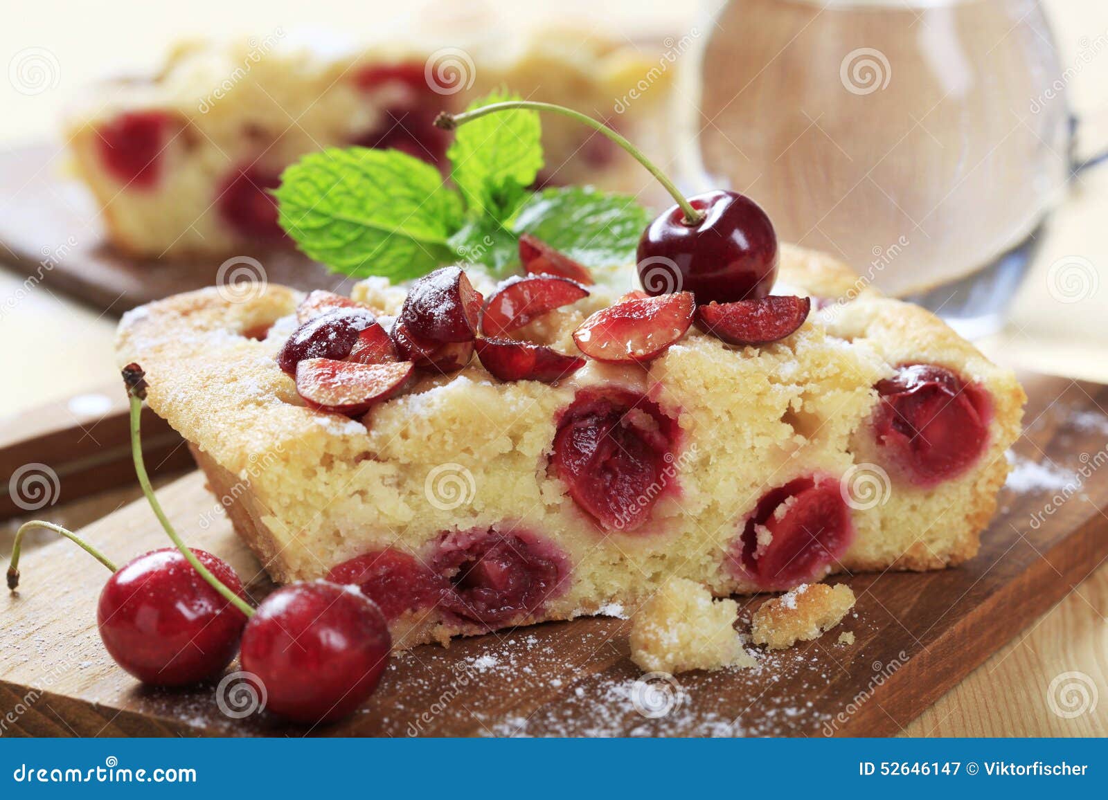 Cherry sponge cake stock image. Image of still, cake - 52646147