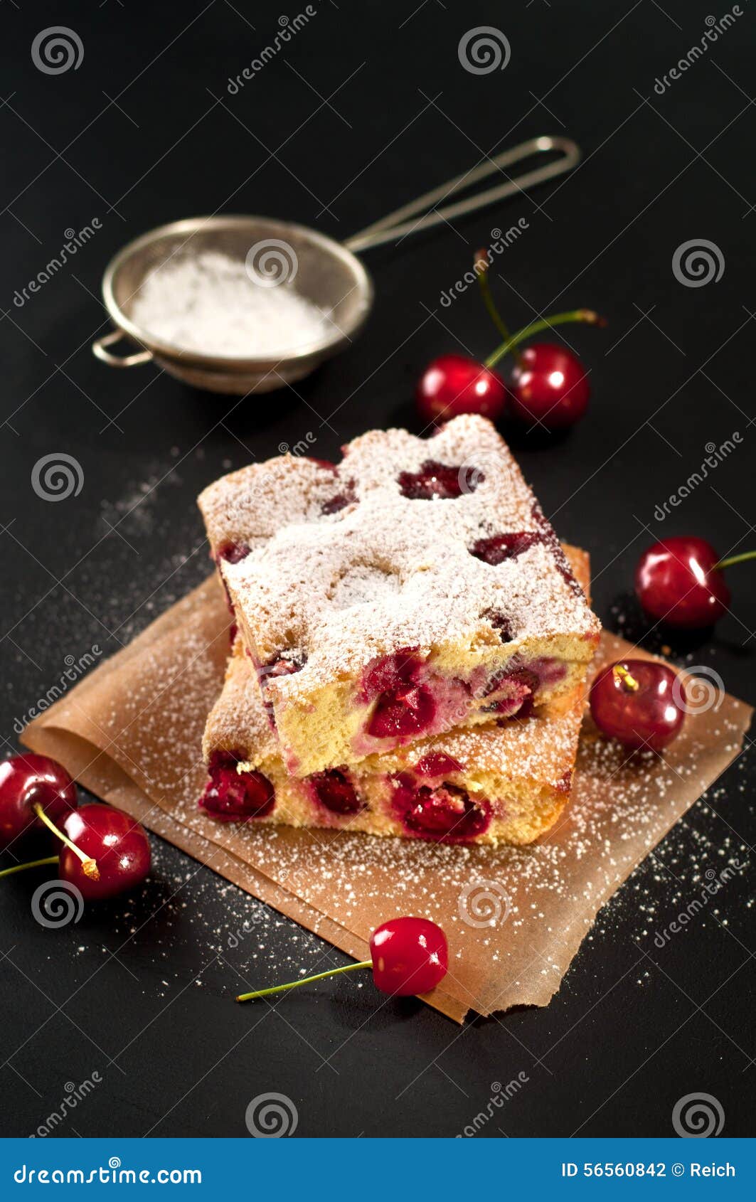 Cherry sponge cake stock photo. Image of black, breakfast - 56560842