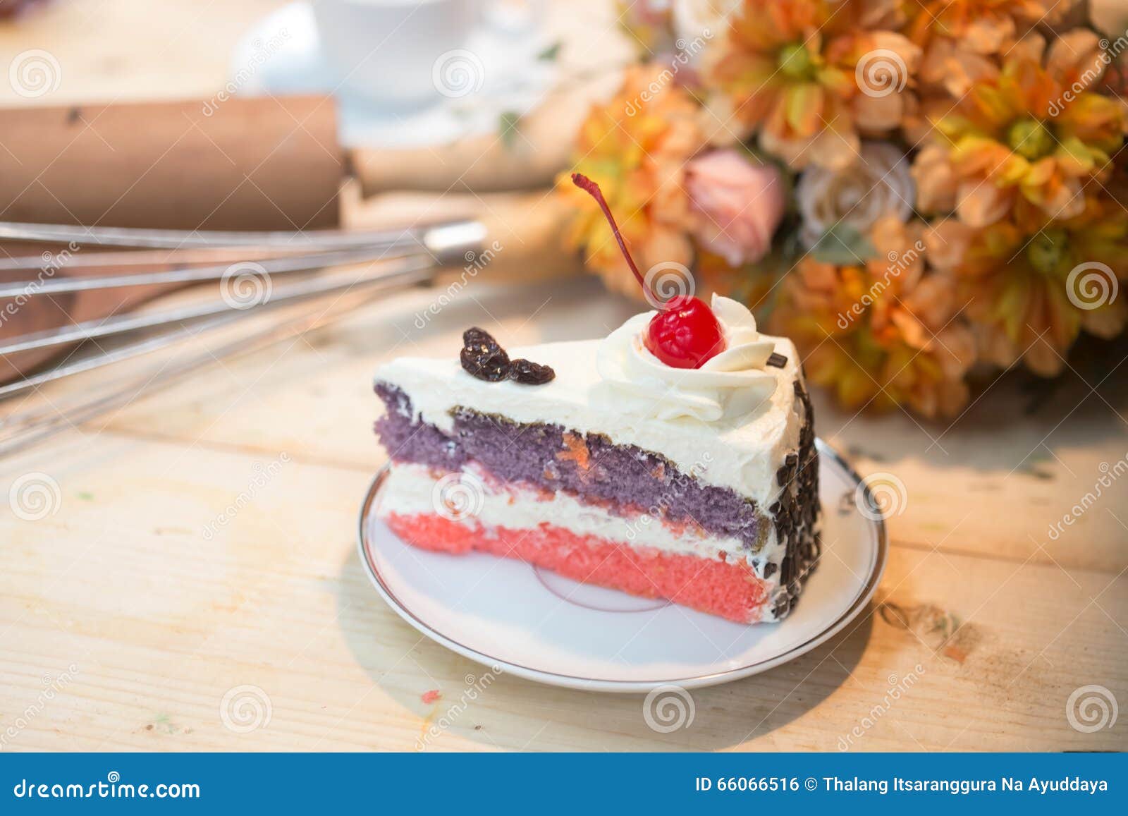 Cherry sponge cake stock photo. Image of baking, homemade - 66066516