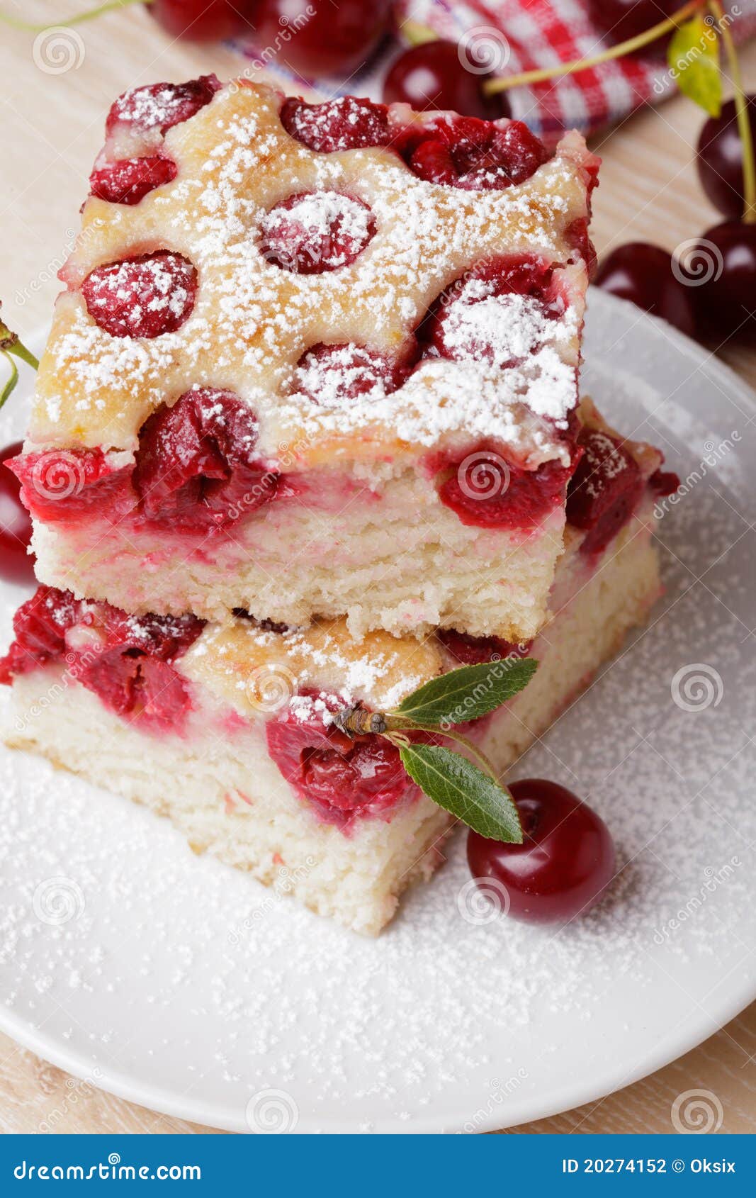 Cherry sponge slice stock photo. Image of cherries, piece - 20274152