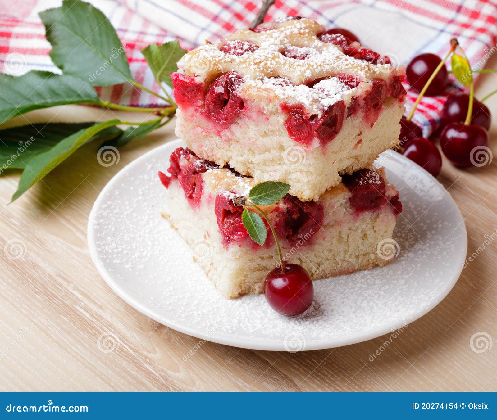 Cherry sponge slice stock photo. Image of sliced, breakfast - 20274154