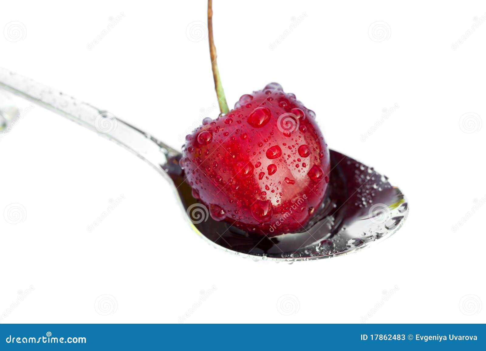 Cherry in Spoon Isolated on White Stock Image - Image of purple, drop ...