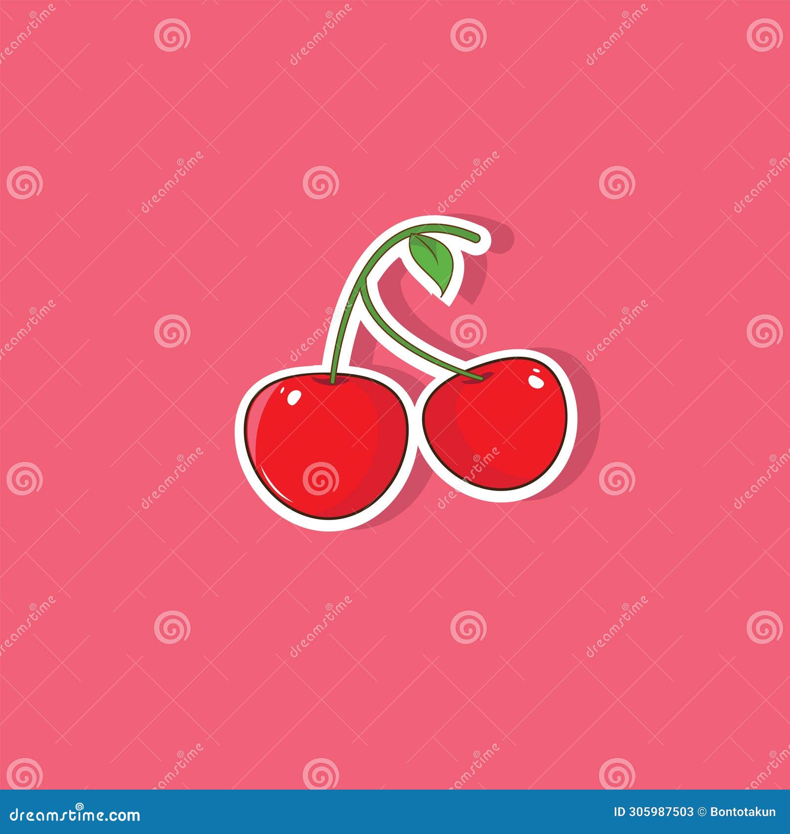 Cherry sticker stock vector. Illustration of decoration - 305987503
