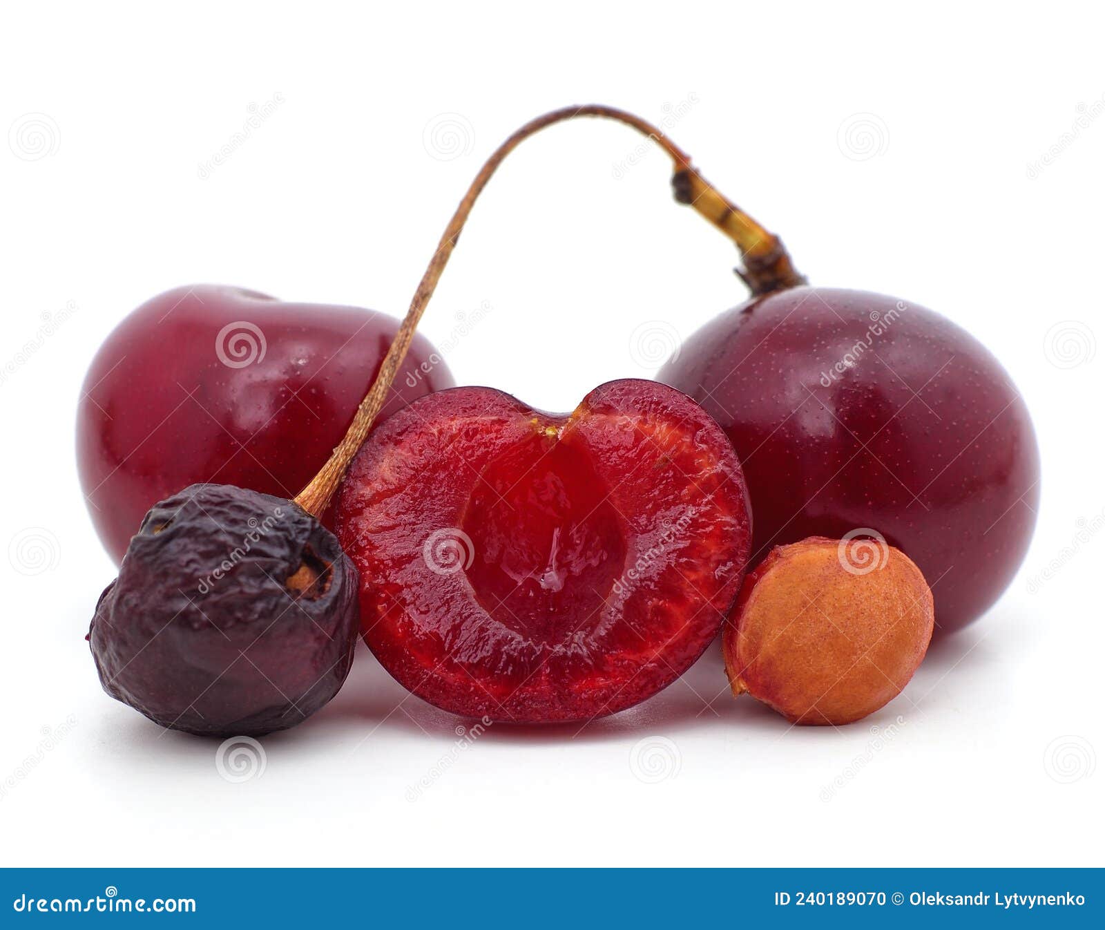 Cherry with stone stock photo. Image of healthy, studio - 240189070