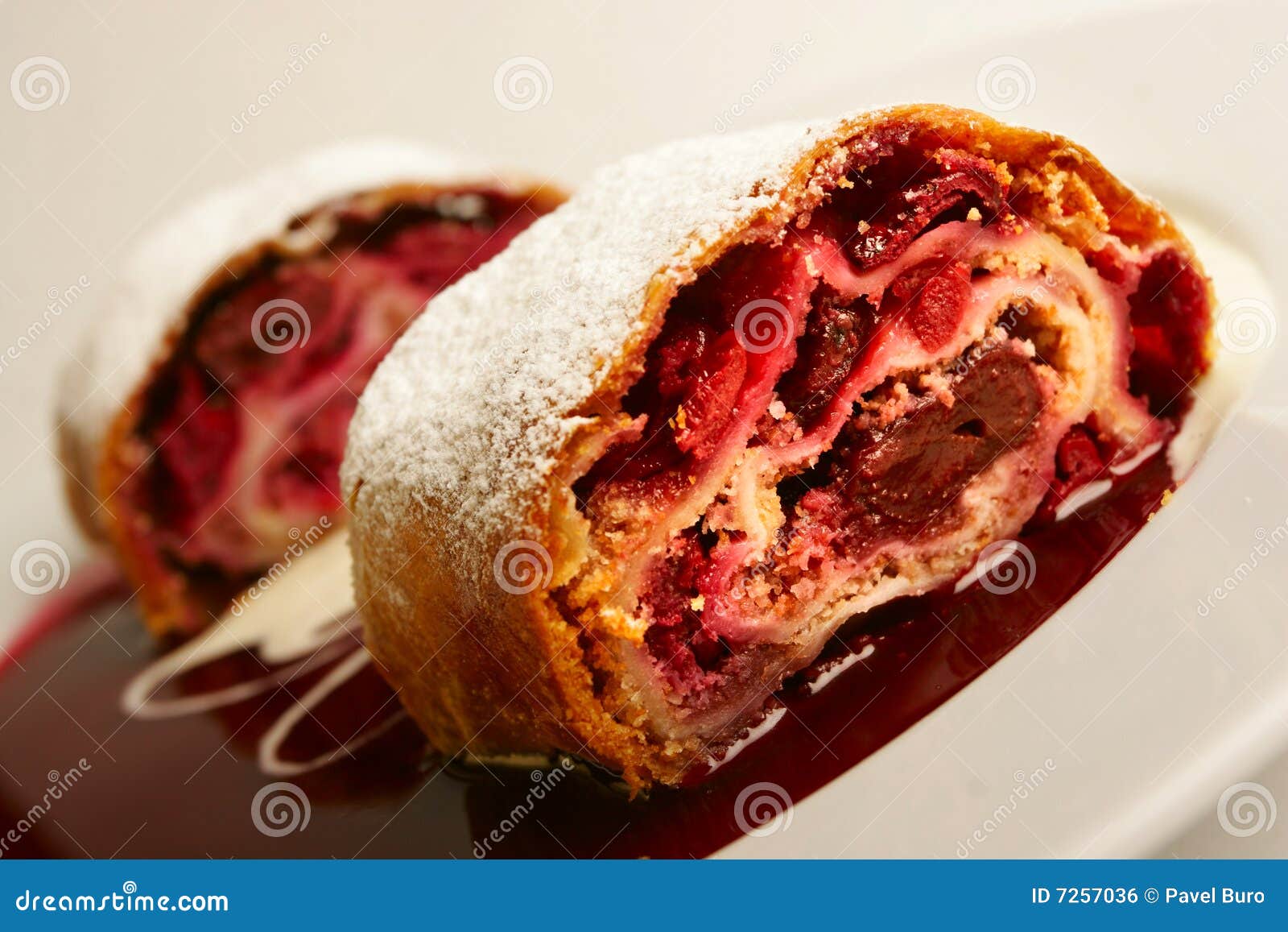 Cherry strudel stock photo. Image of tender, sugar, fruitcake - 7257036