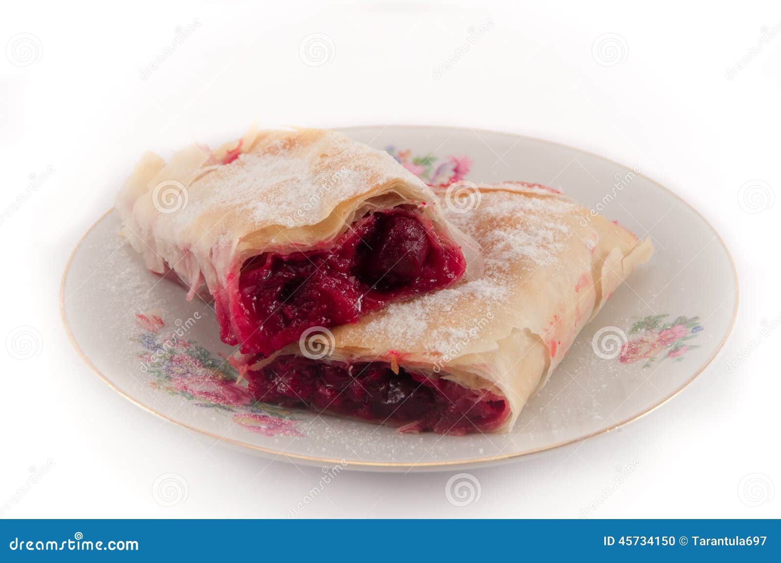 Cherry strudel stock photo. Image of cherry, gold, syrup - 45734150