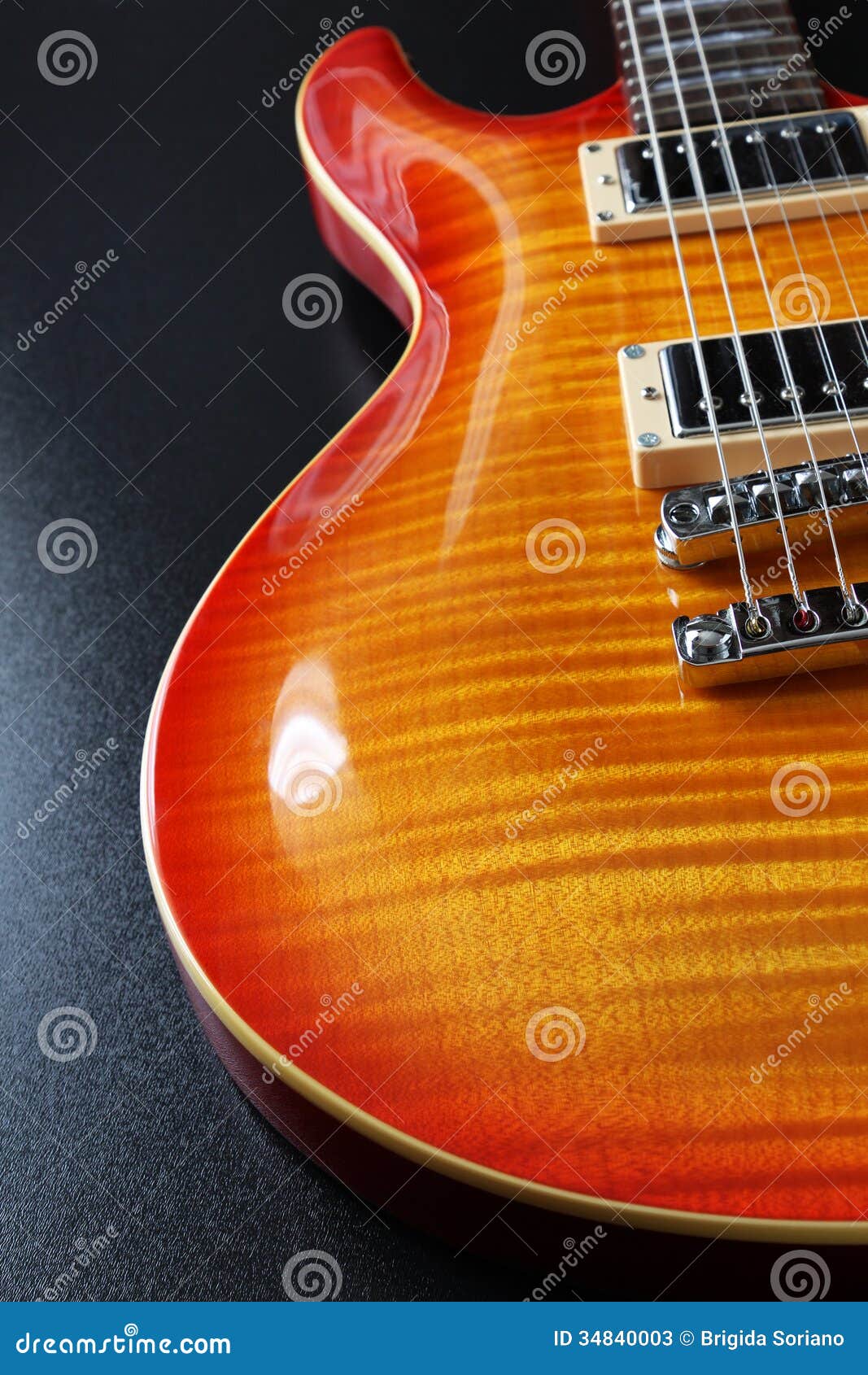 Cherry Sunburst Electric Guitar Stock Image - Image of black, wooden ...