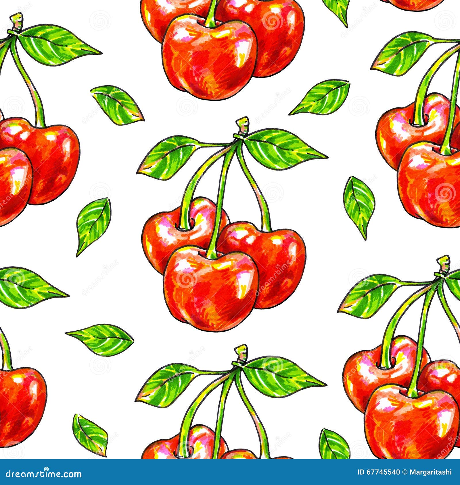 Cherry Sweet on a White Background. Seamless Pattern for Design ...