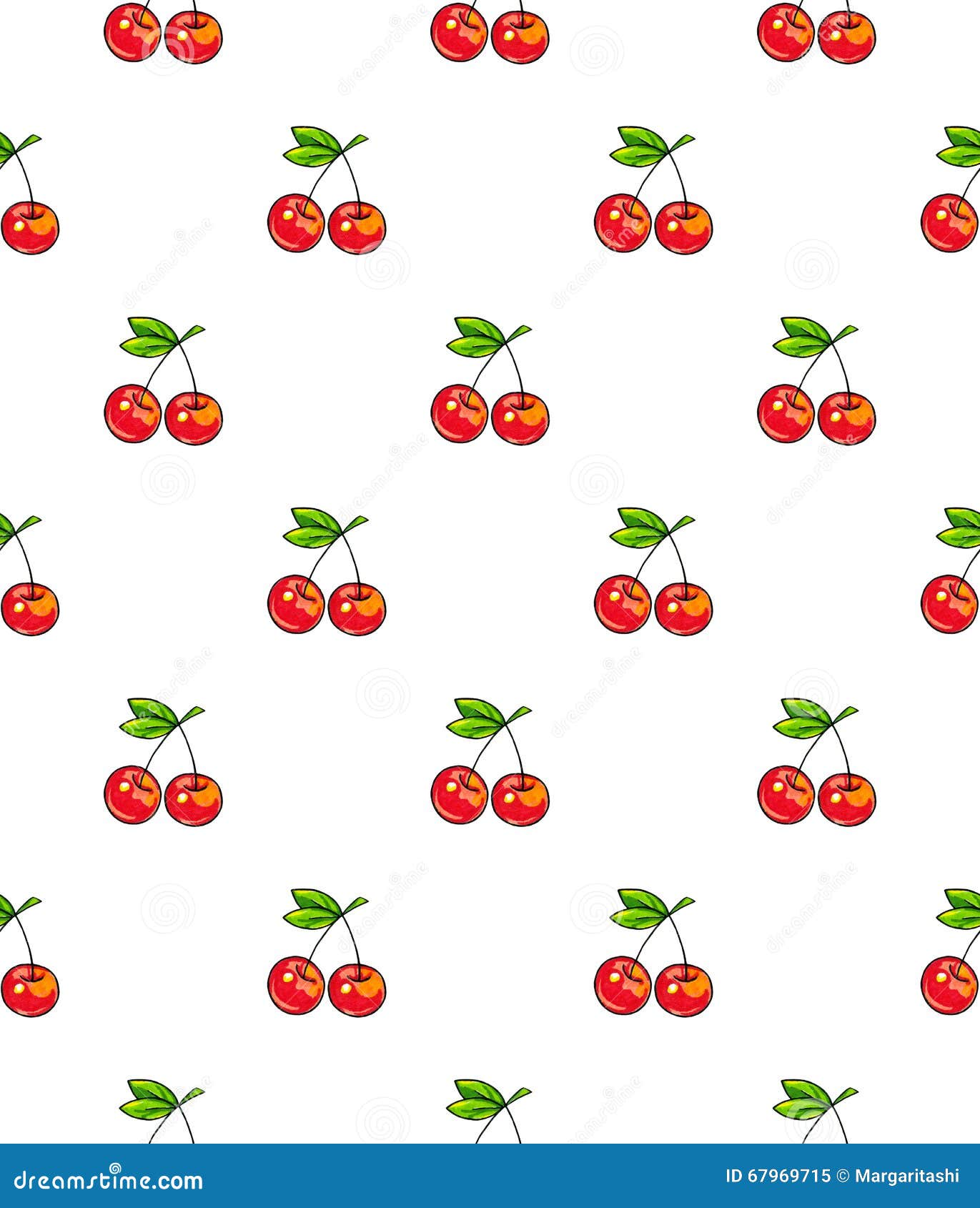 Cherry Sweet on a White Background. Seamless Pattern for Design ...