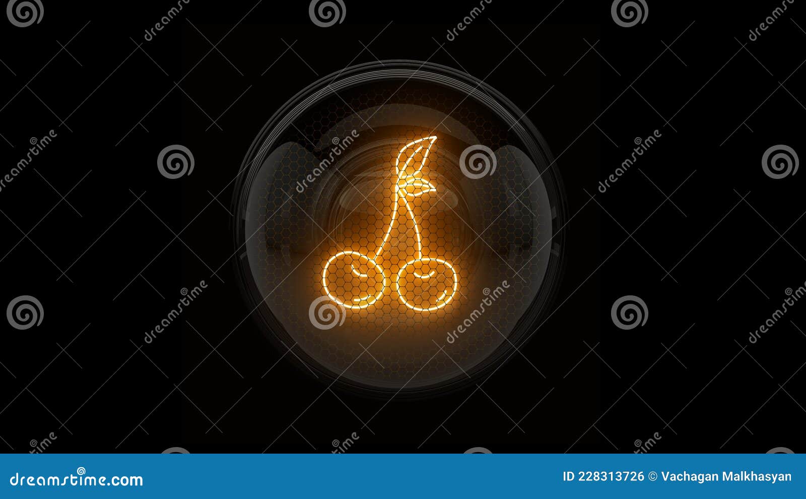 Cherry. Cherry Symbol. Nixie Tube Indicator. 3D Stock Illustration ...