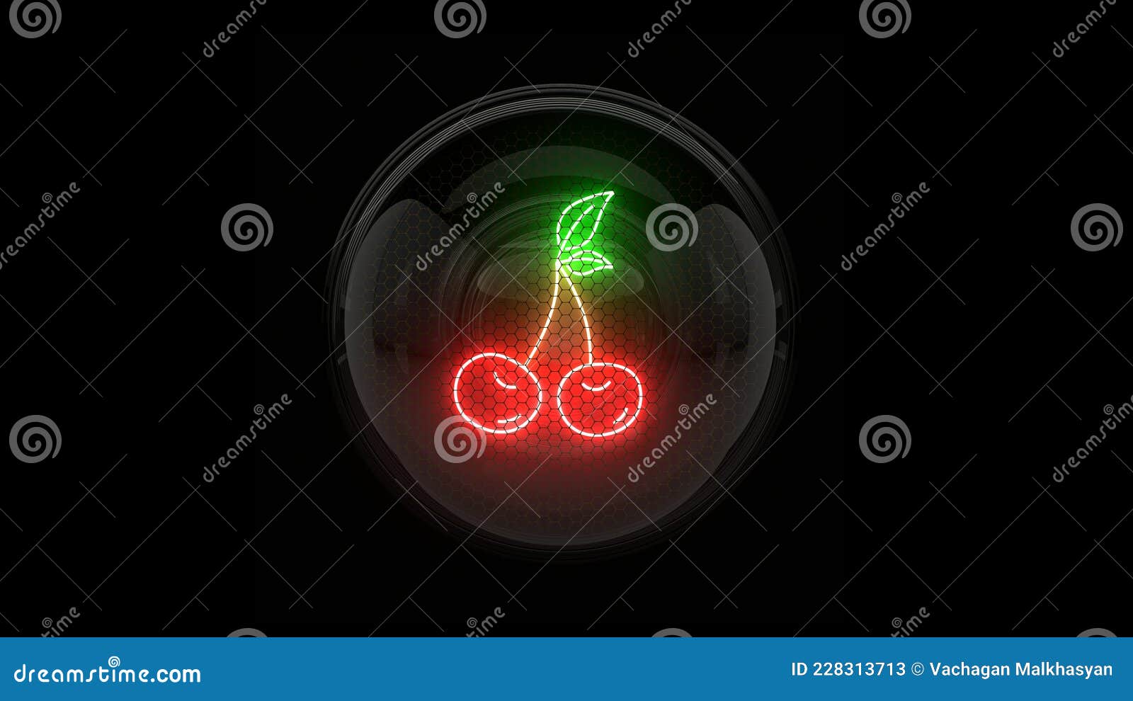 Cherry. Cherry Symbol. Nixie Tube Indicator. 3D Stock Illustration ...