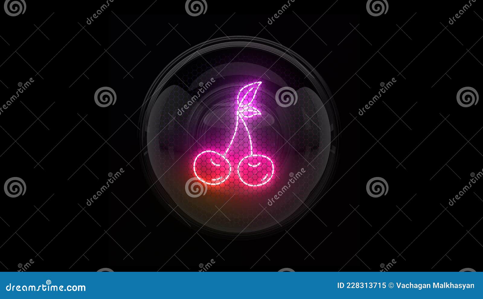 Cherry. Cherry Symbol. Nixie Tube Indicator. 3D Stock Illustration ...