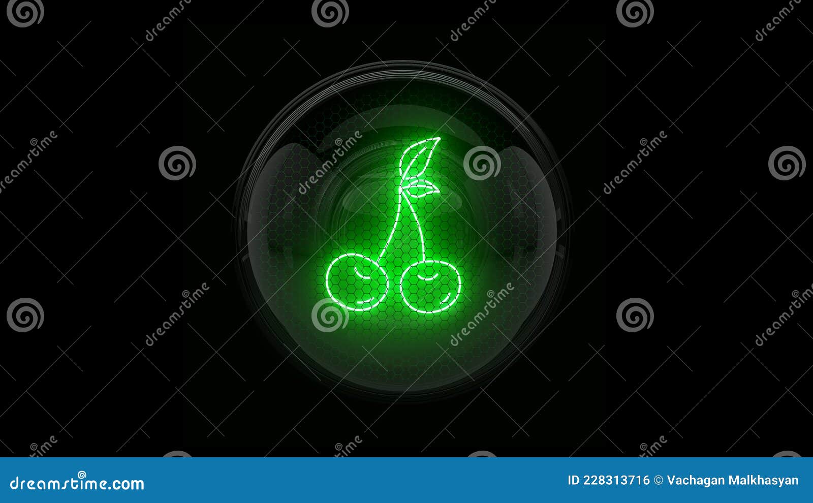 Cherry. Cherry Symbol. Nixie Tube Indicator. 3D Stock Illustration ...
