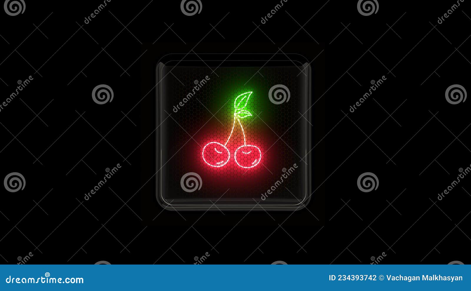 Cherry. Cherry Symbol. Nixie Tube Indicator. 3D Stock Illustration ...