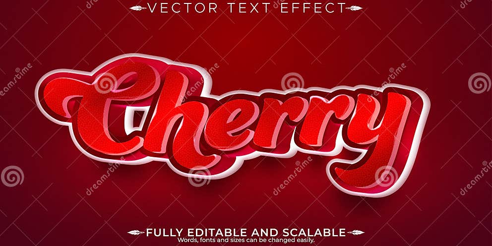 Cherry Text Effect, Editable Fruit and Red Text Style Stock Vector ...