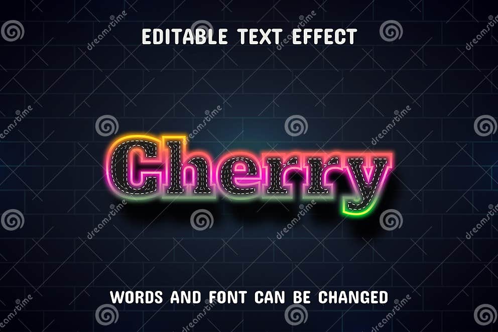 Cherry Text - Neon Style Text Effect Stock Vector - Illustration of ...