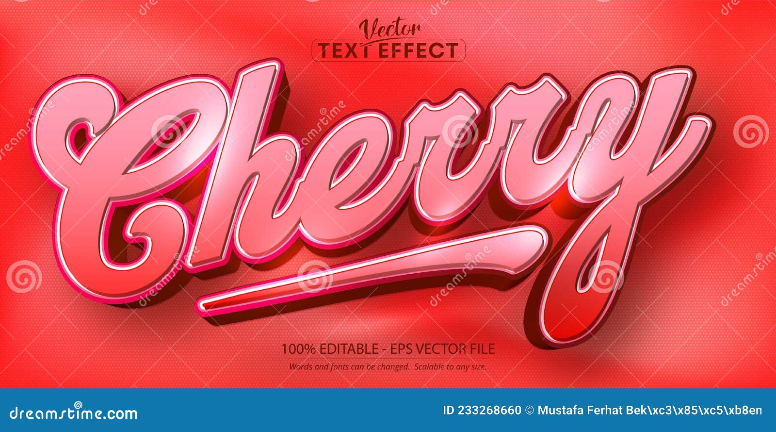 Cherry Text, Red Color Style Editable Text Effect Stock Vector ...