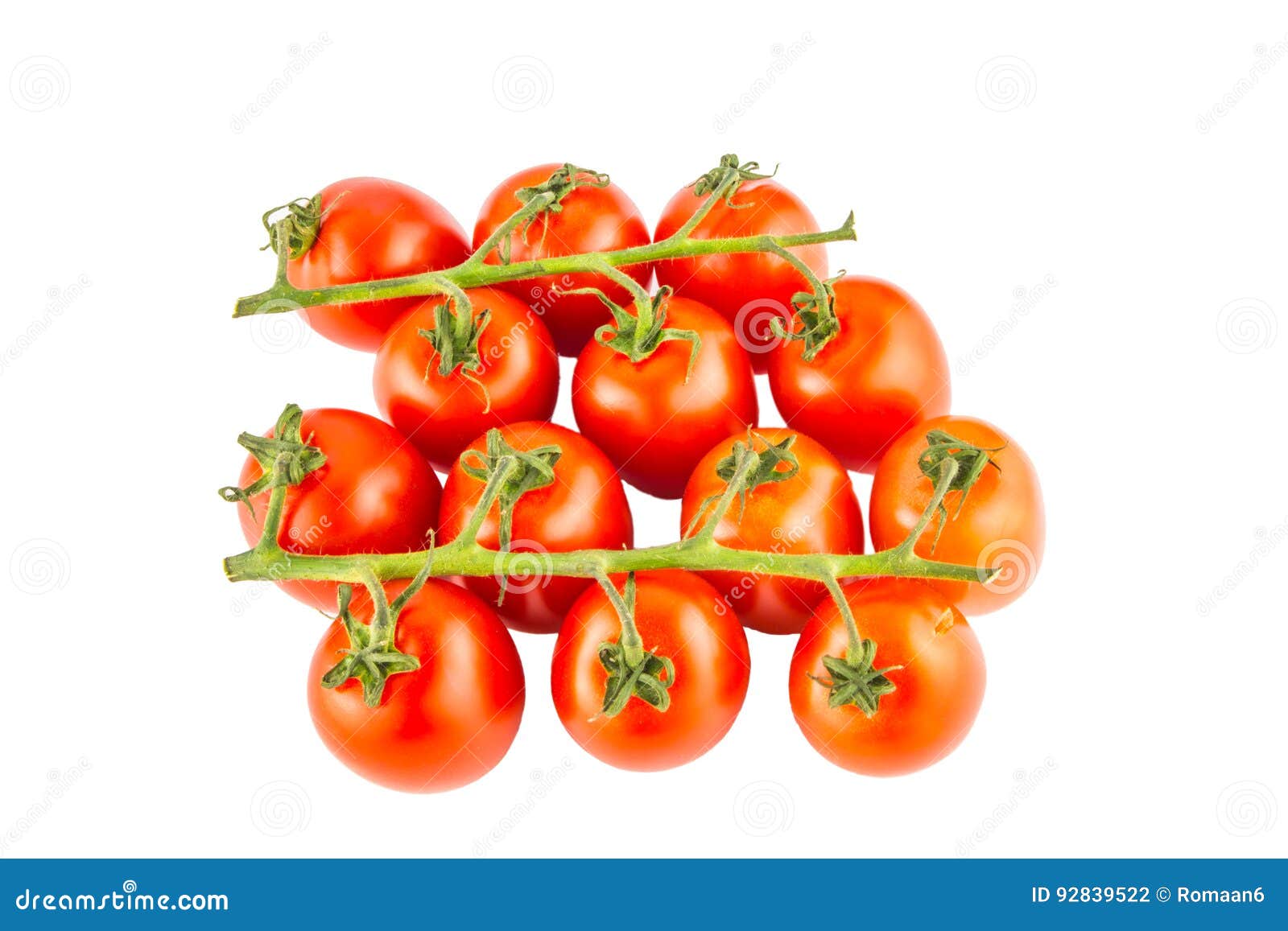 Cherry Tomato Bunch Closeup Isolated on White Background Stock Photo ...