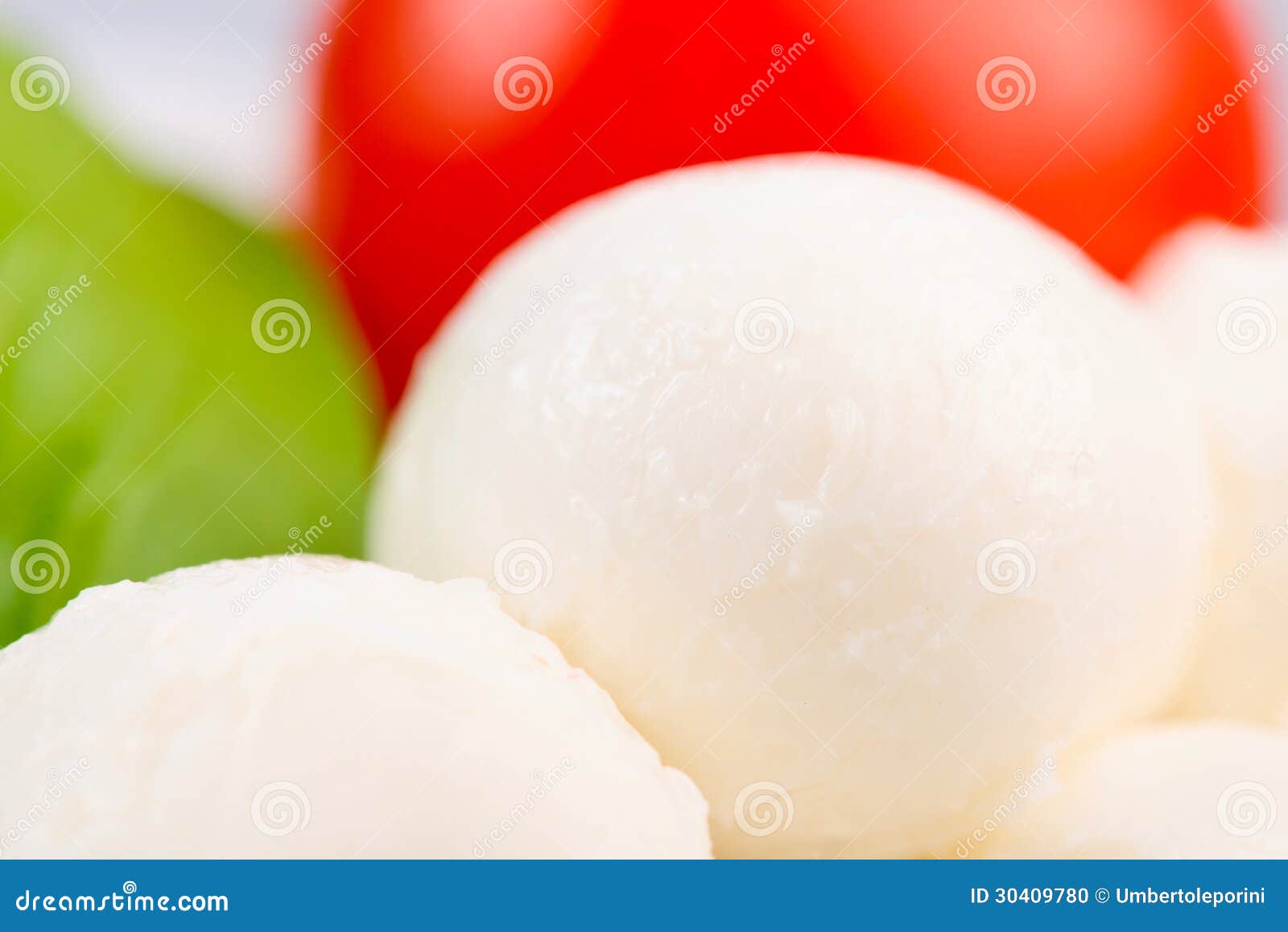 Cherry Tomato, Mozzarella Cheese and Basil Leaf Stock Photo - Image of ...